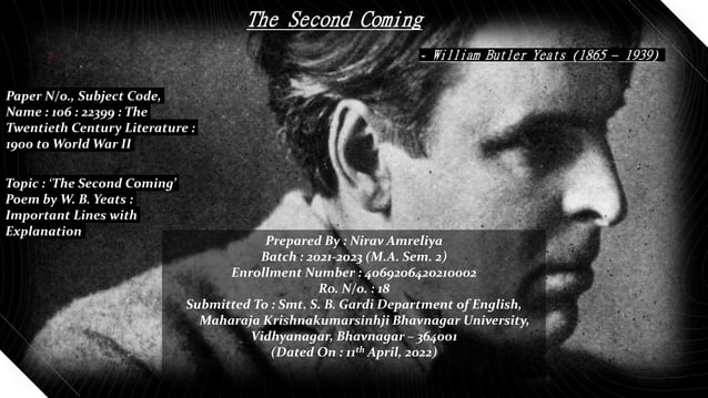 'The Second Coming Poem' by W. B. Yeats - Important Lines with ...
