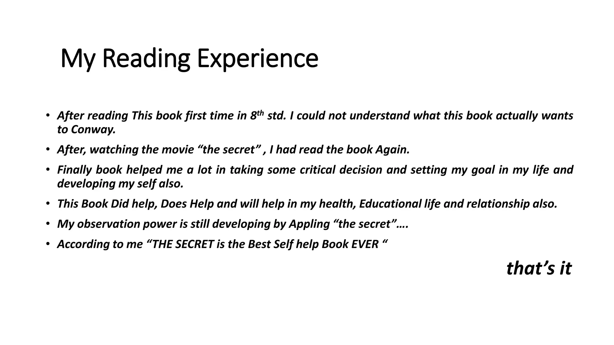 The secreat book review | PPTX