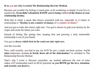 The Relationship Rewrite Method - SAVE YOUR RELATIONSHIP | PDF