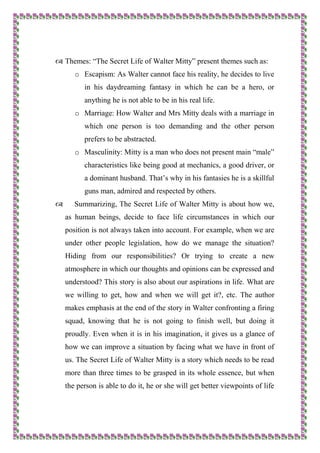 The secret lifee of walter mitty analysis | PDF