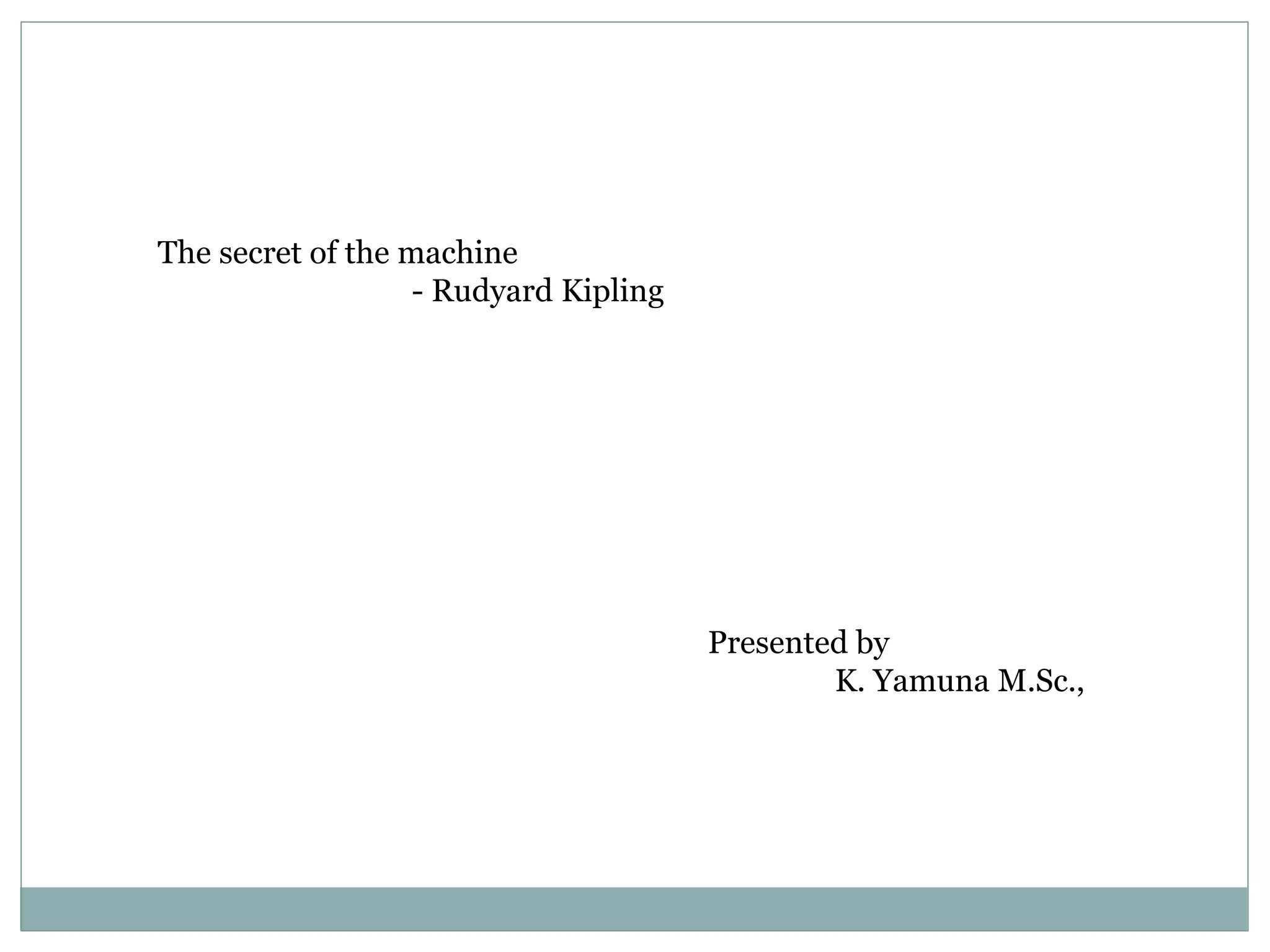 The secret of machines | PPTX