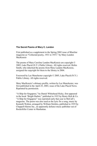 The Secret Poems of Mary C. Landon | PDF
