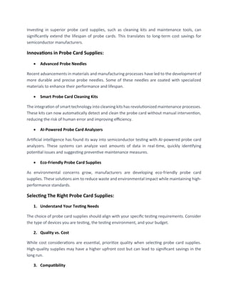 The Secrets of Probe Card Supplies A Deep Dive into Semiconductor ...