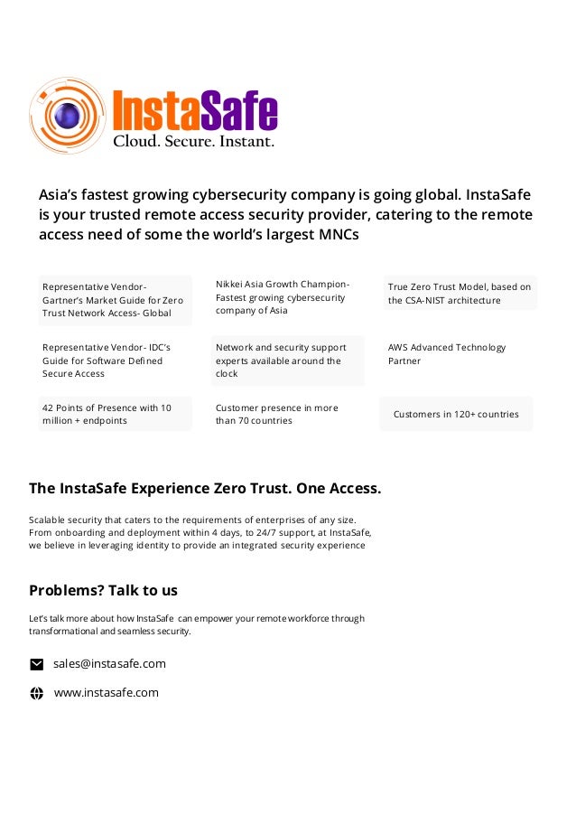InstaSafe Zero Trust security solution for Remote and Hybrid workforce | PDF