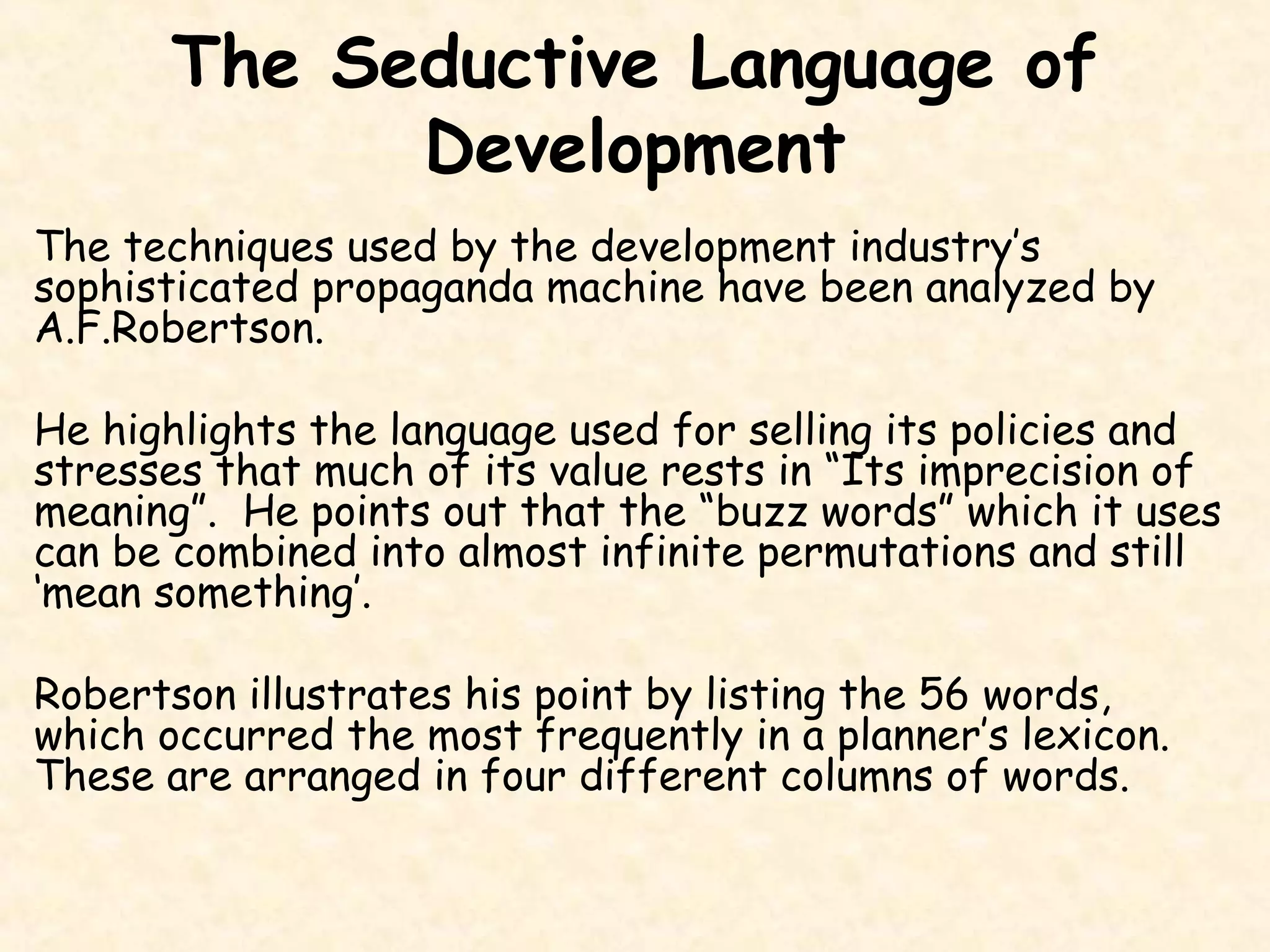 The seductive language of development | PPT