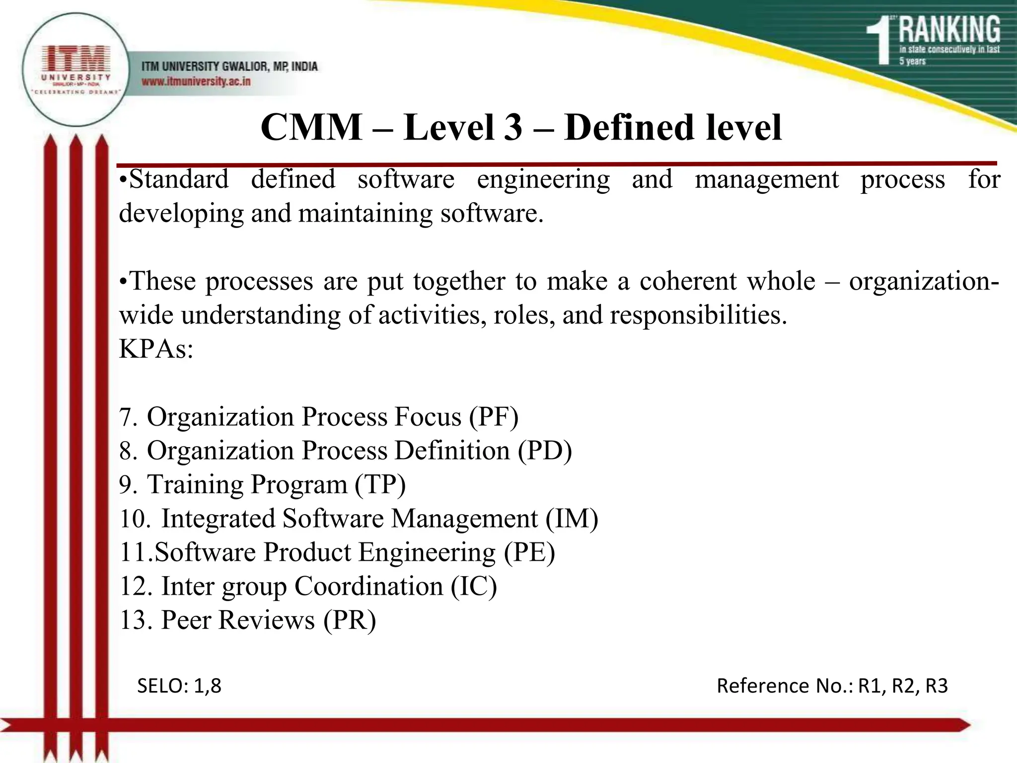 The SEI Capability Maturity Model CMM) Lecture 10.docx | Business ...