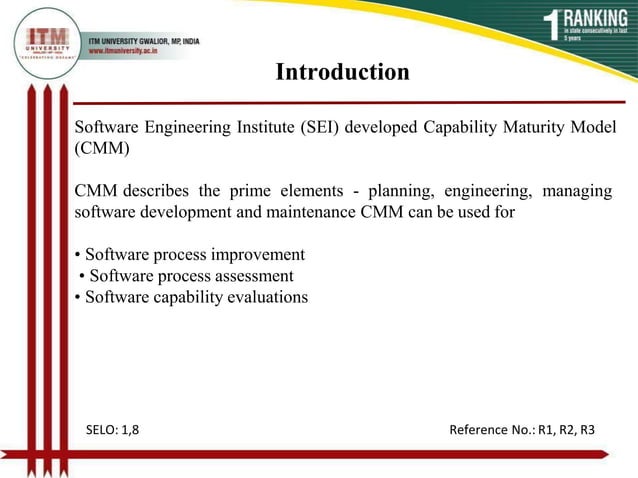 The SEI Capability Maturity Model CMM) Lecture 10.docx | Business ...