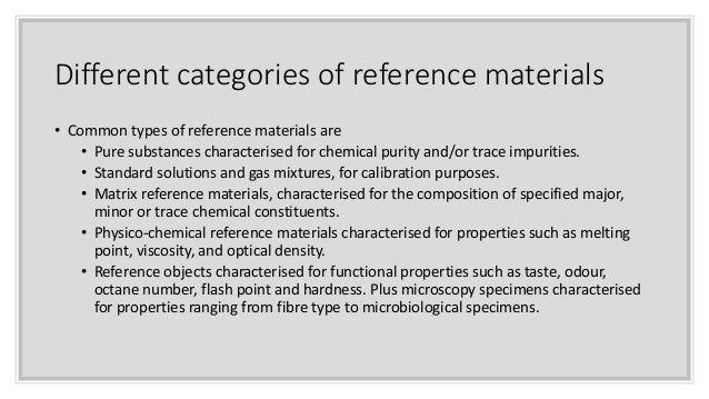 The selection and use of reference materials
