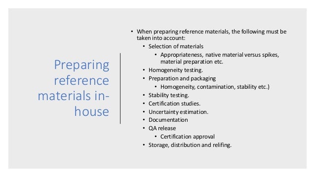 The selection and use of reference materials