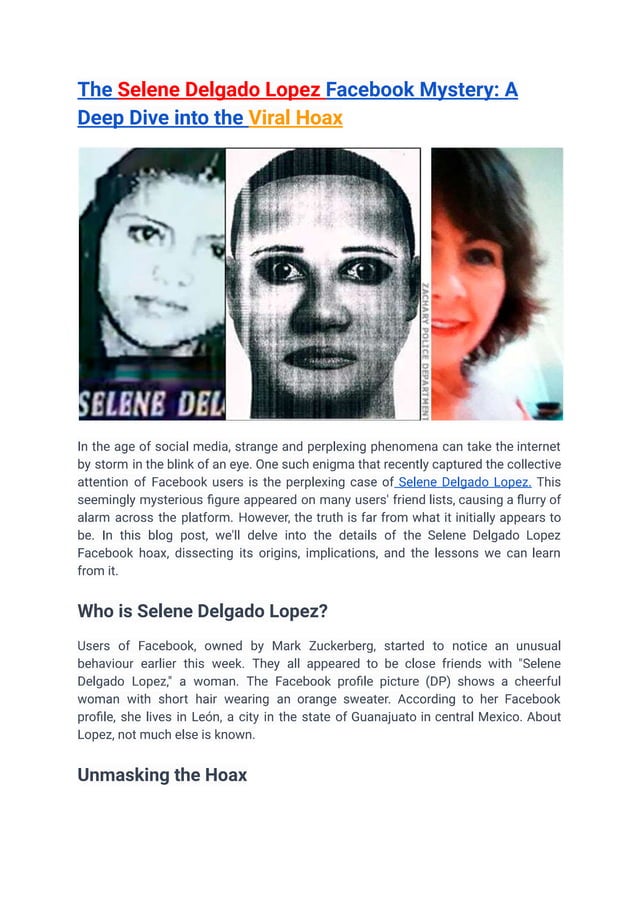 The Selene Delgado Lopez Facebook Mystery-A Deep Dive into the Viral ...