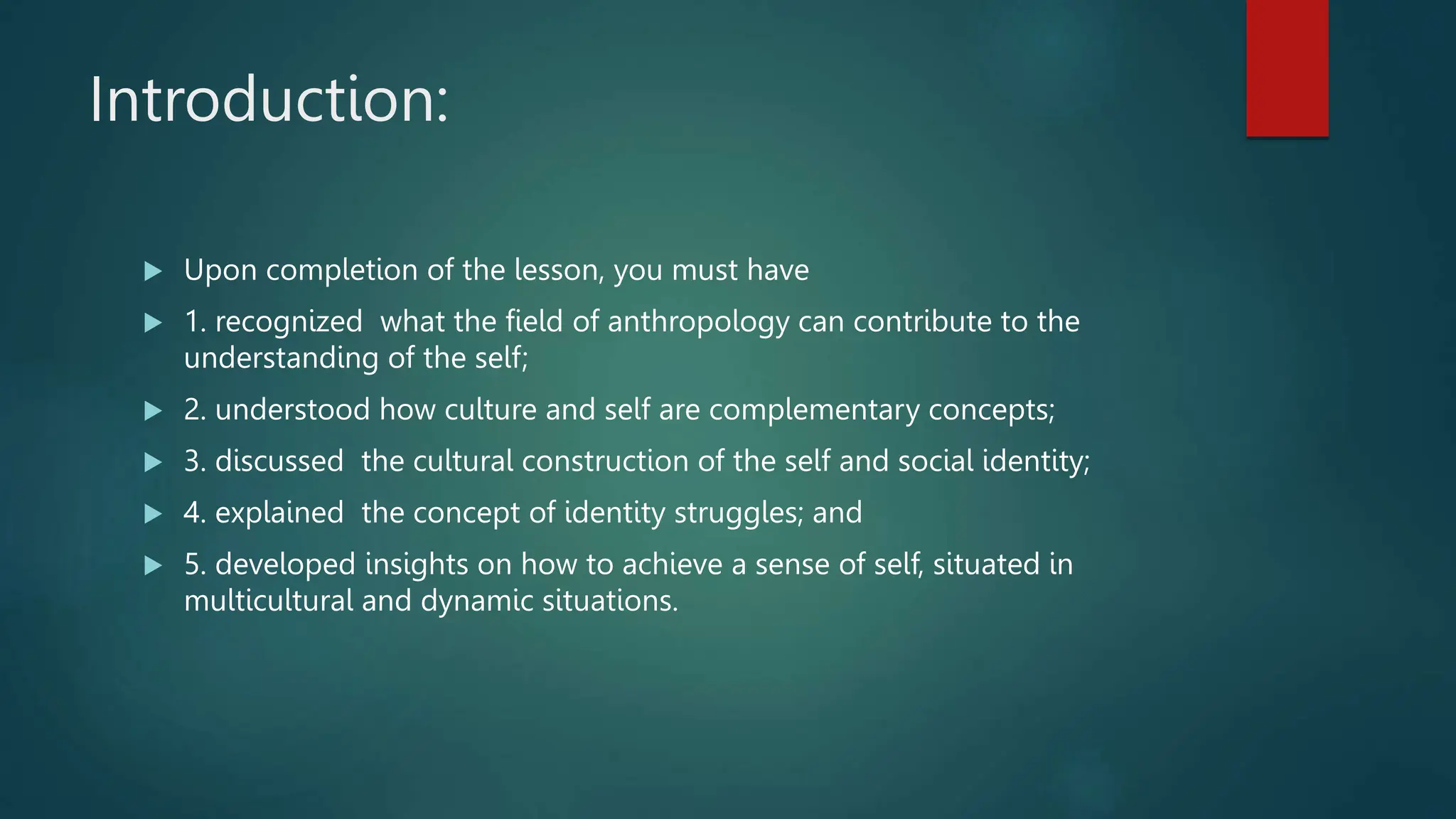 the self according to anthropologist pptx | PPTX