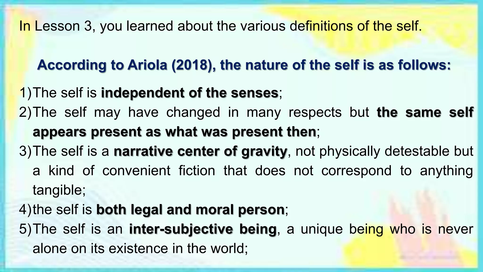 The Self Definition, Nature and Significance.pptx