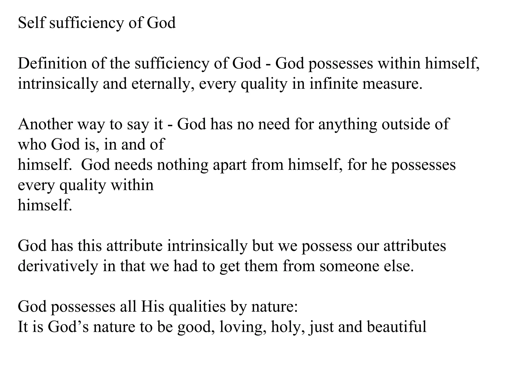 The Self Sufficiency Of God Part1 | PPT