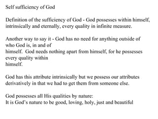 The Self Sufficiency Of God Part1 | PPT