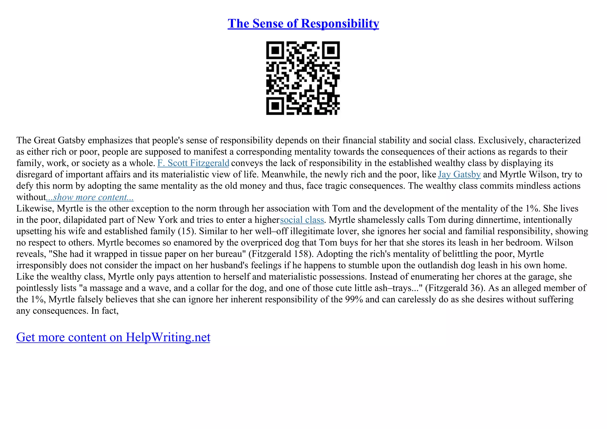 The Sense Of Responsibility | PDF
