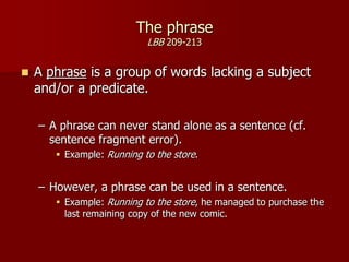 The sentence, the phrase and the clause | PPT