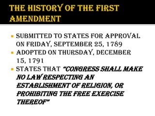 The separation of church and state and the first amendment | PPTX