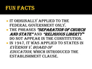 The separation of church and state and the first amendment | PPTX