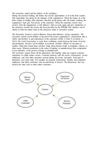 The servuction model and the analysis in the workplace | DOCX