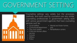 The process, setting and tools of counseling. | PPTX