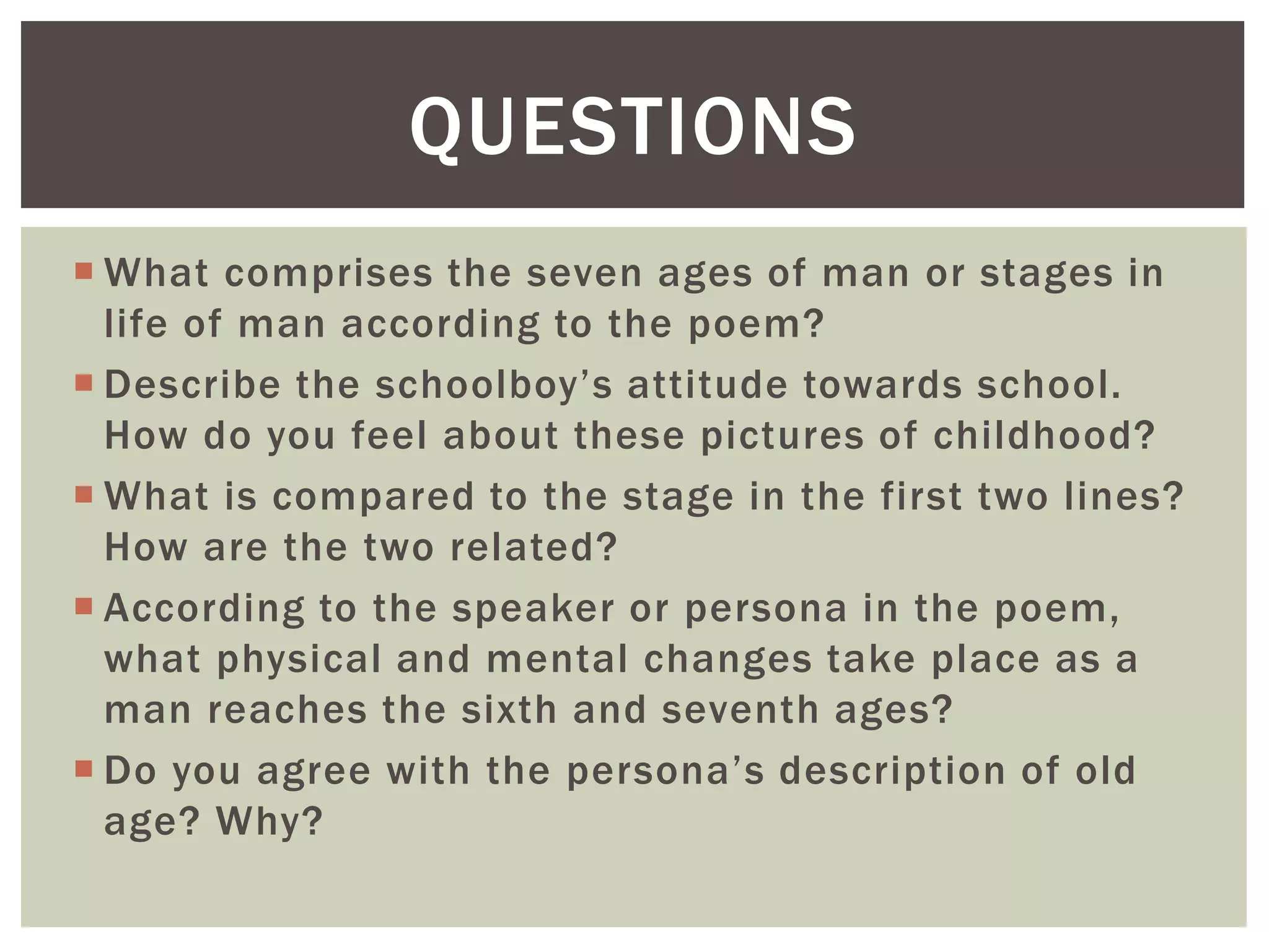 Lesson 1 Recognizing Roles in Life - The Seven Ages of Man | PPTX