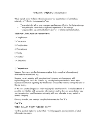 The Seven Cs of Effective Communication.docx | Computer Networking ...