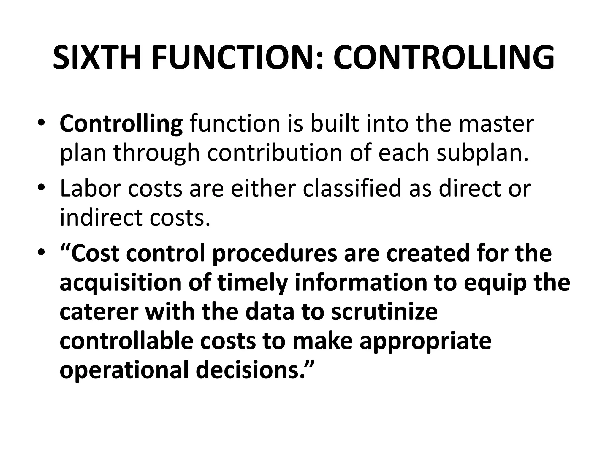 The seven functions of catering | PPTX