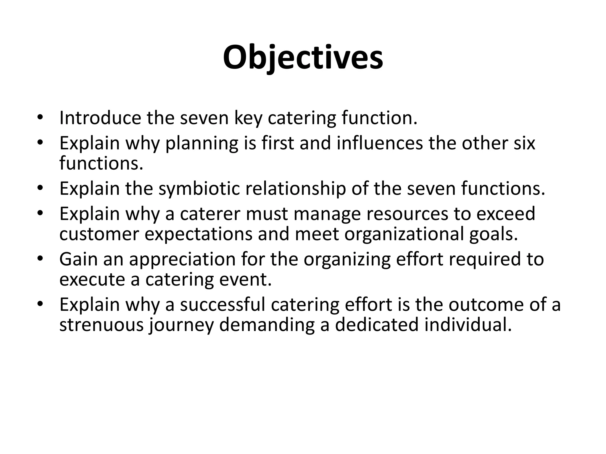 The seven functions of catering | PPTX