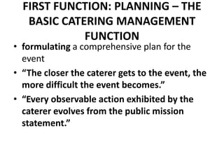 The seven functions of catering | PPTX