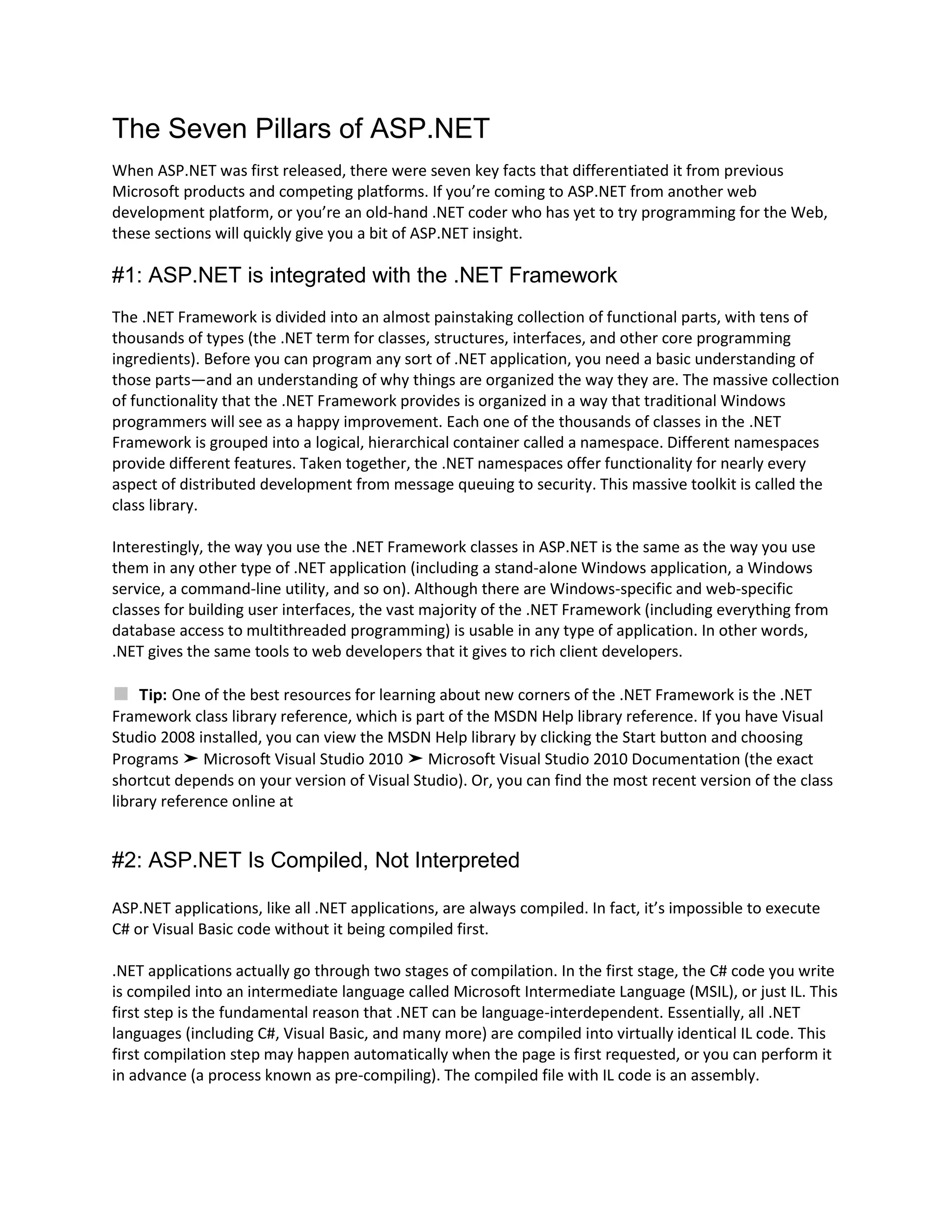 The Seven Pillars Of Asp.Net | Web Development | Internet