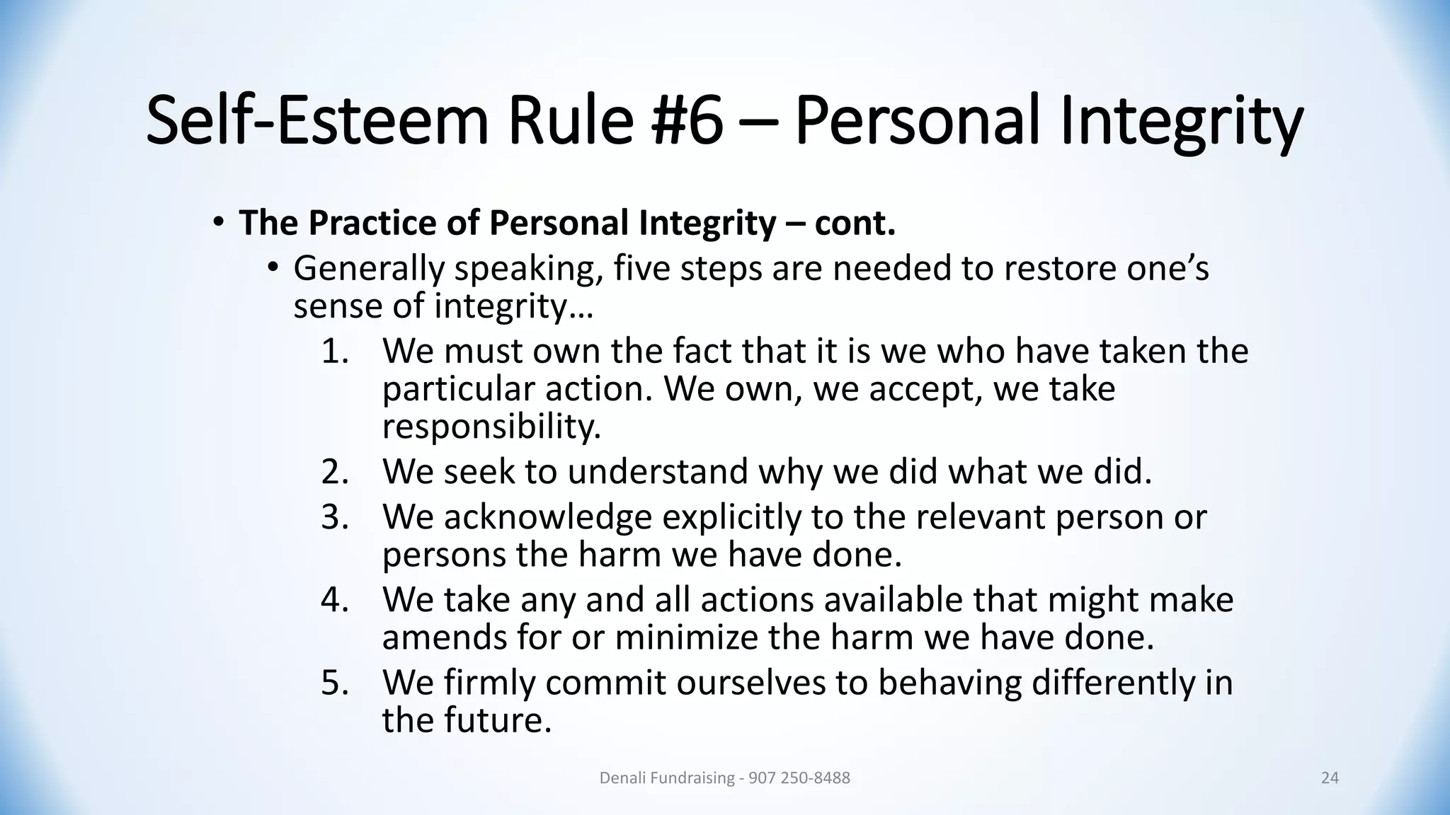 The Seven Rules of Self-Esteem - Men's Workshop | PPT
