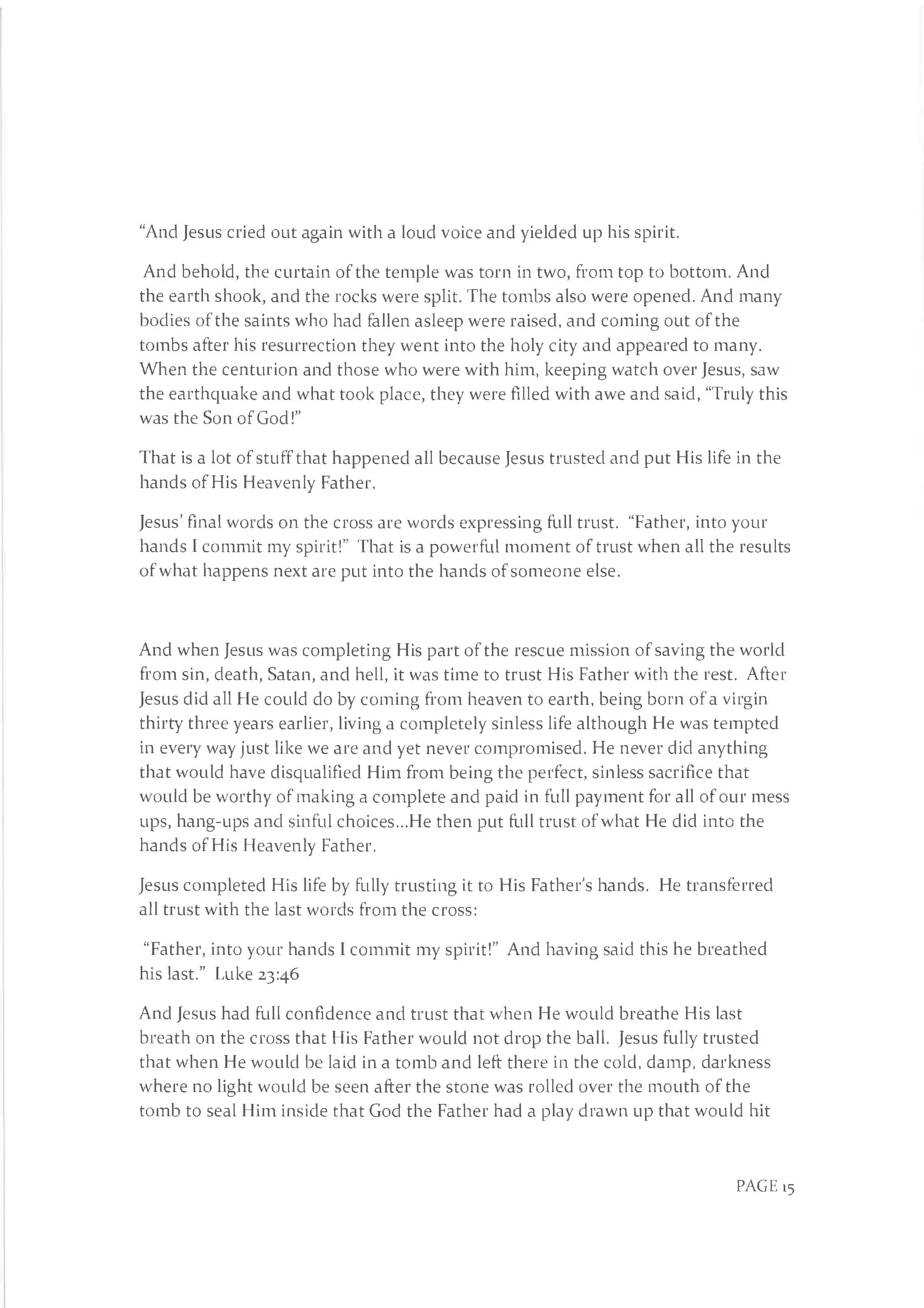 The Seven Words Jesus Spoke from the Cross Number 7 | PDF