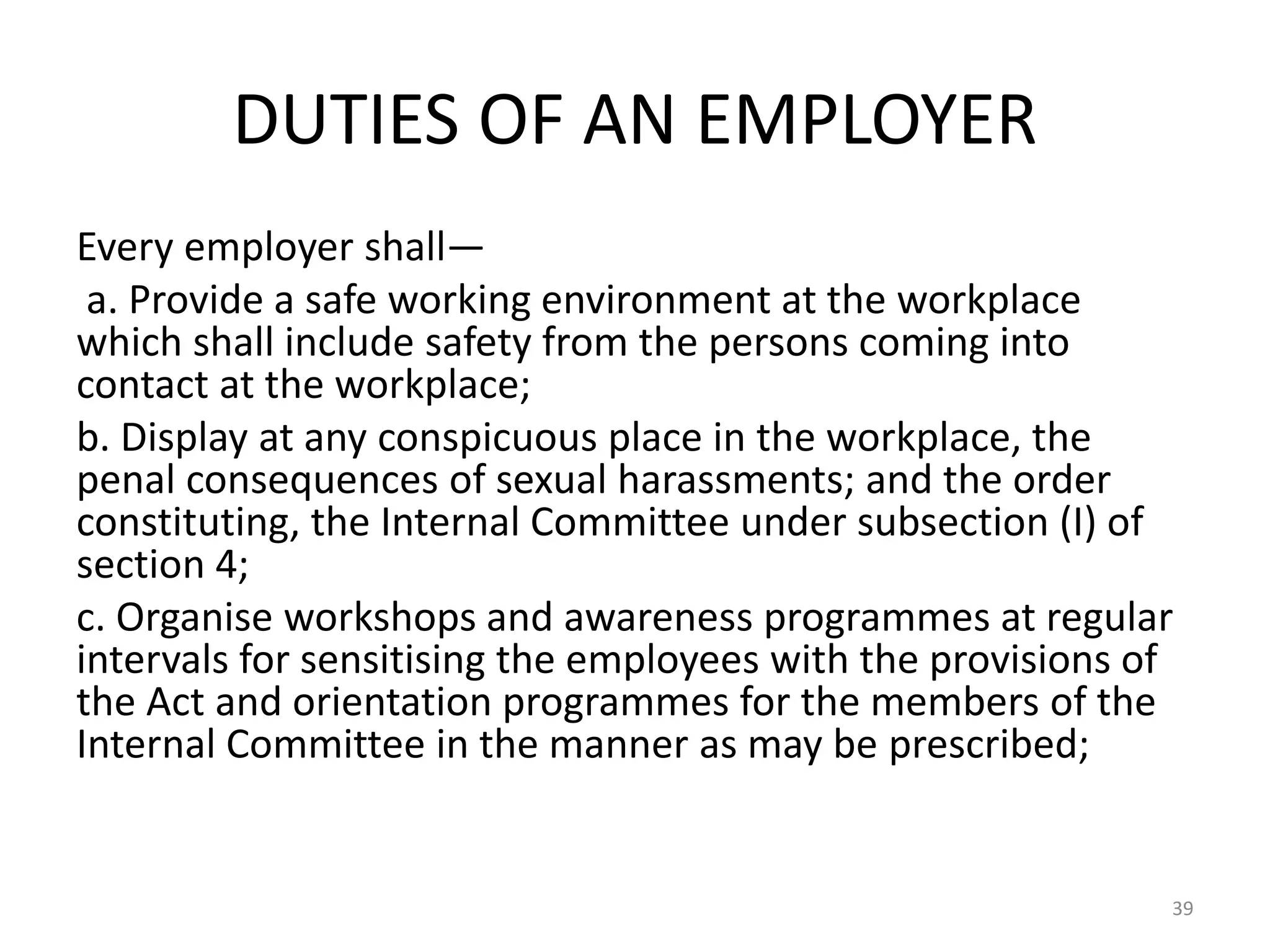 The Sexual Harassment of Women at Workplace Act, 2013 | PPTX
