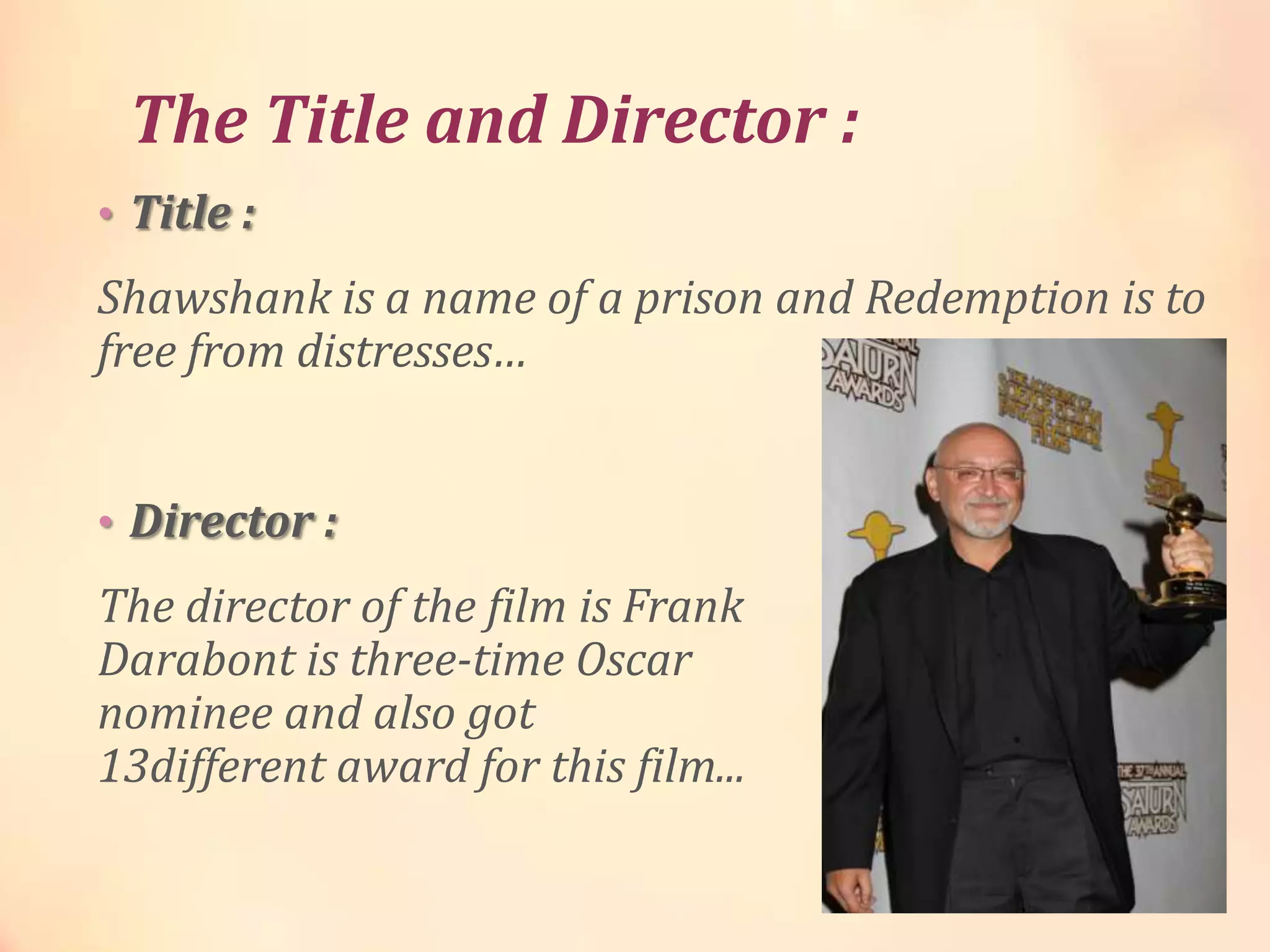 The shawshank redemption presentation | PPTX