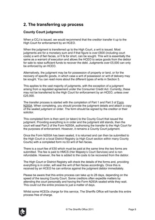 The Sheriffs Office Guide To High Court Enforcement | PDF