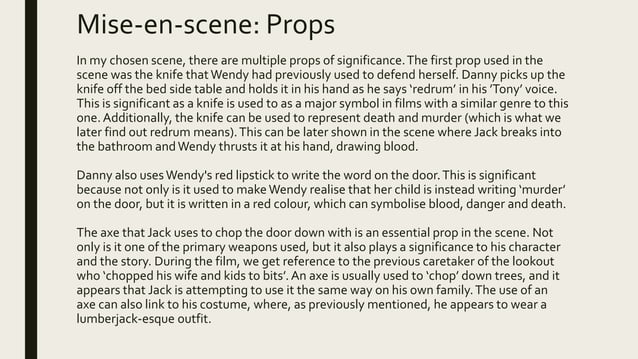 Micro-Analysis: The Shining | PPTX | Women\'s Outerwear | Women\'s Clothing