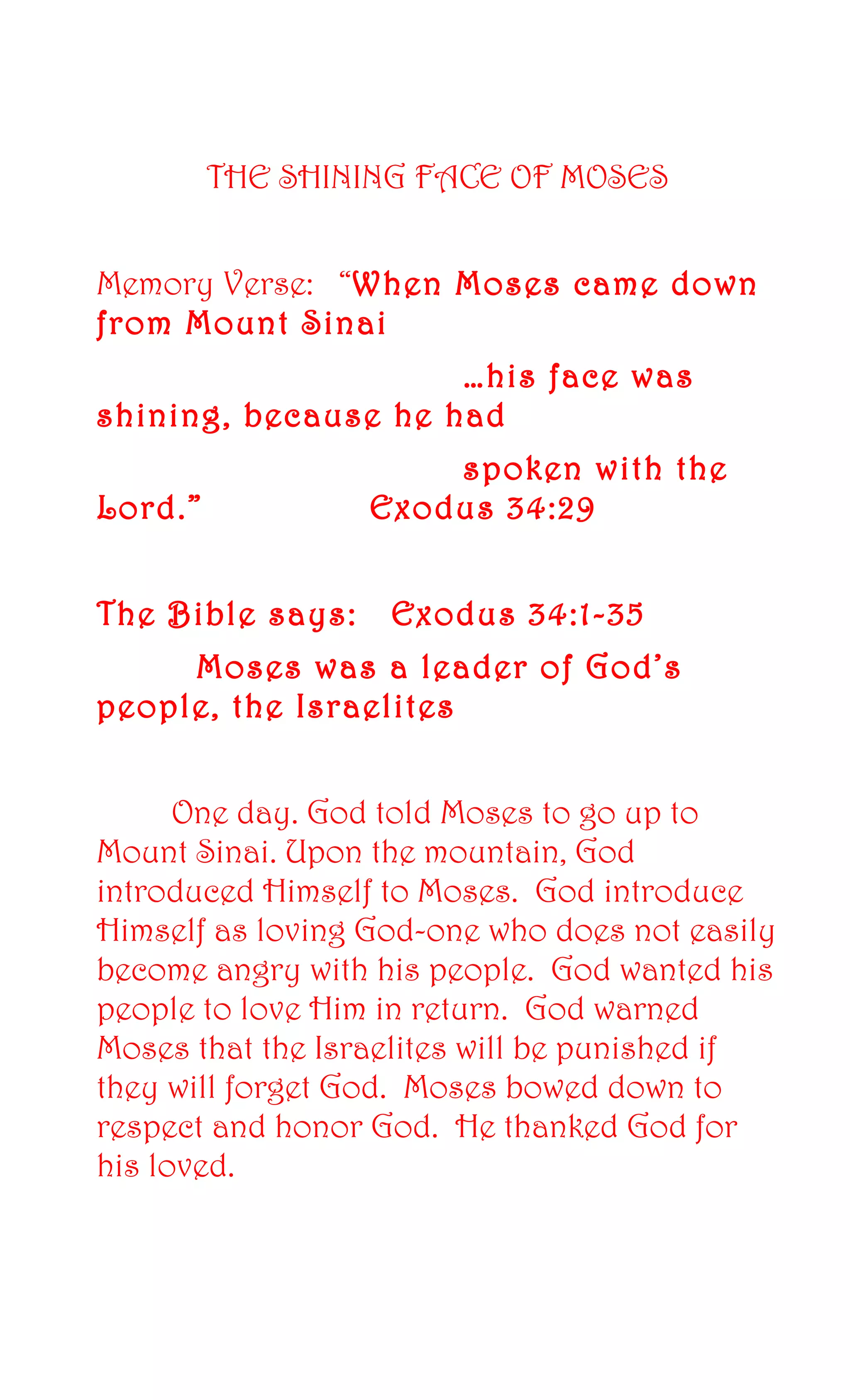 The shining face of moses | DOC