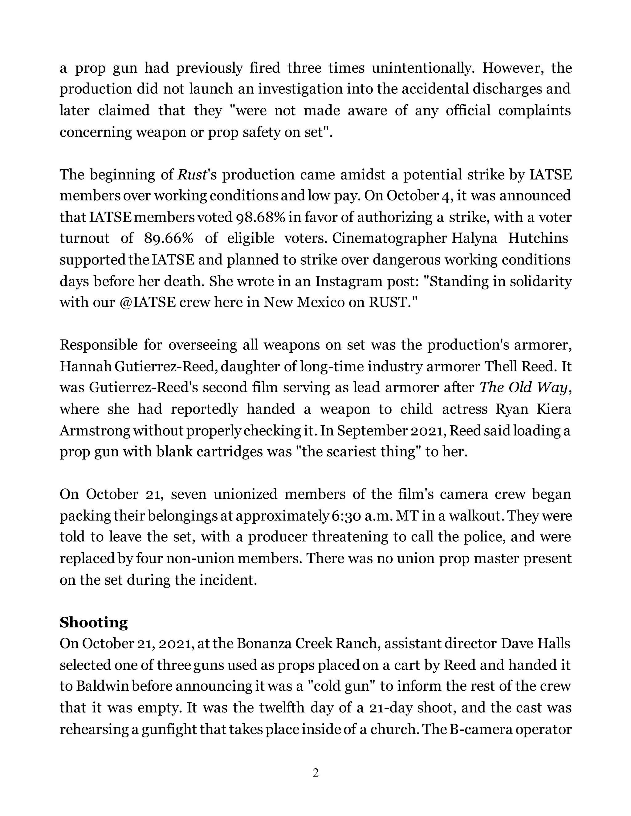 The shooting of halyna hutchins | DOC