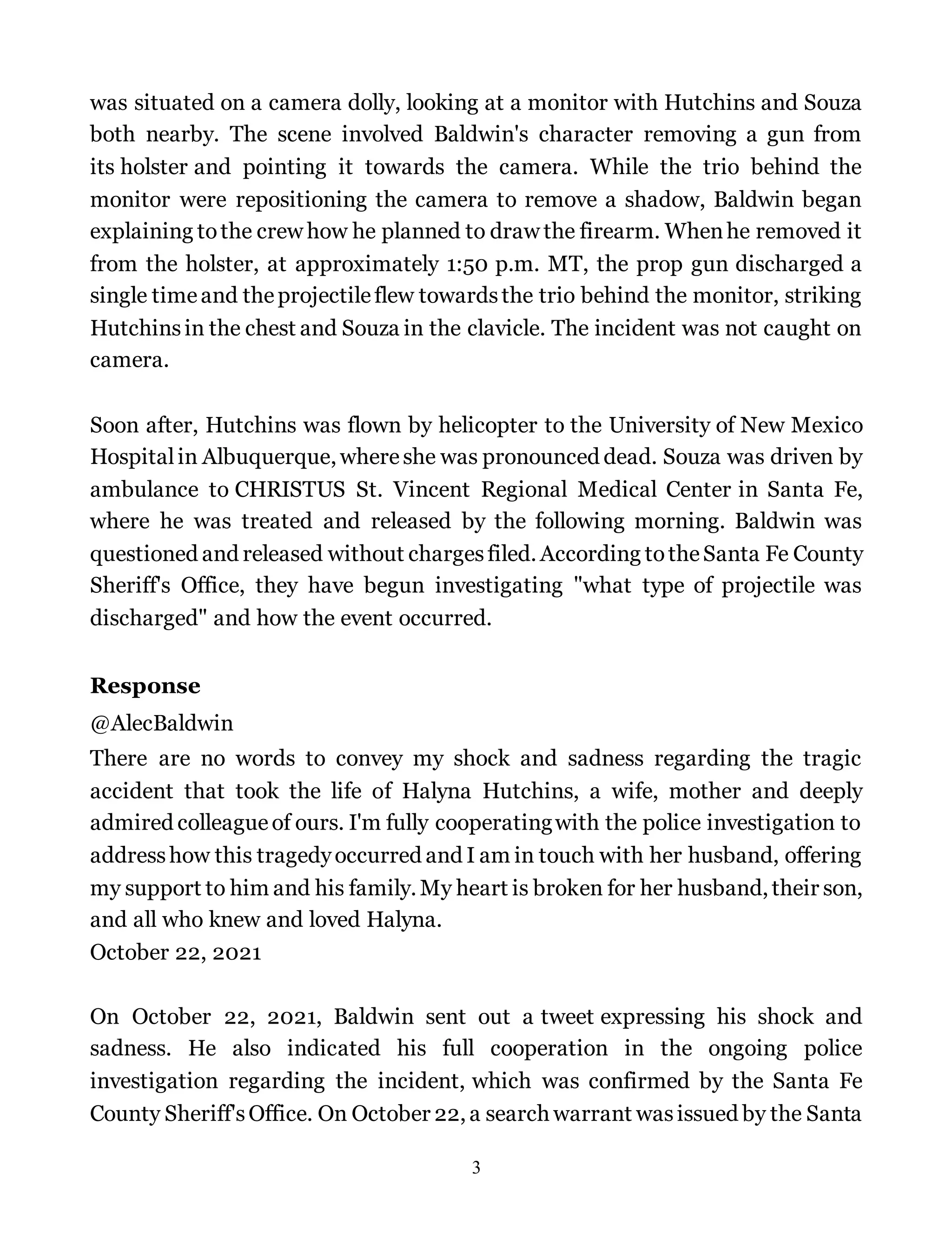 The shooting of halyna hutchins | DOC