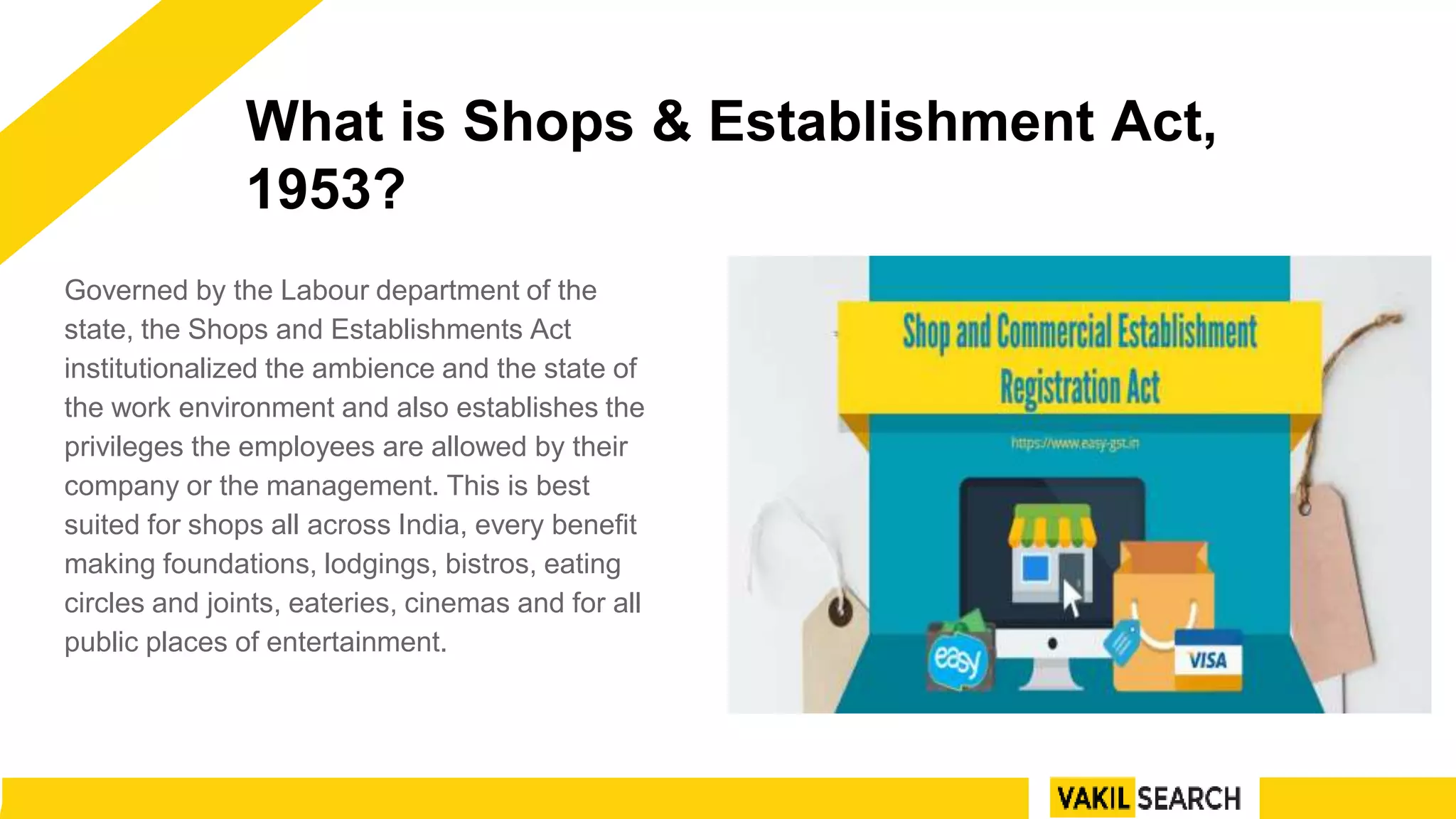 What is Shops & Establishment Act, 1953? | PPTX | Business | Business ...