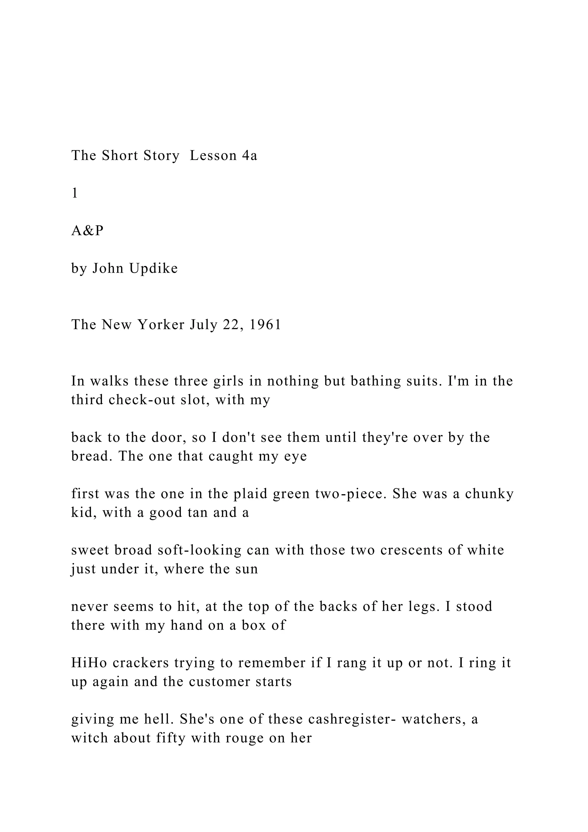 The Short Story Lesson 4a 1 A&P by John Updike .docx