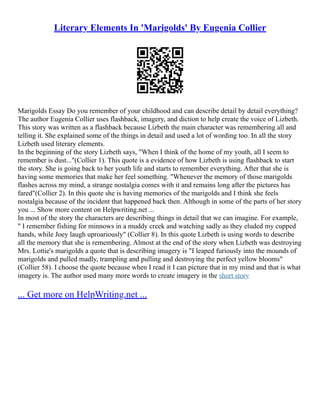 The Short Story Marigolds By Eugenia Collier | PDF