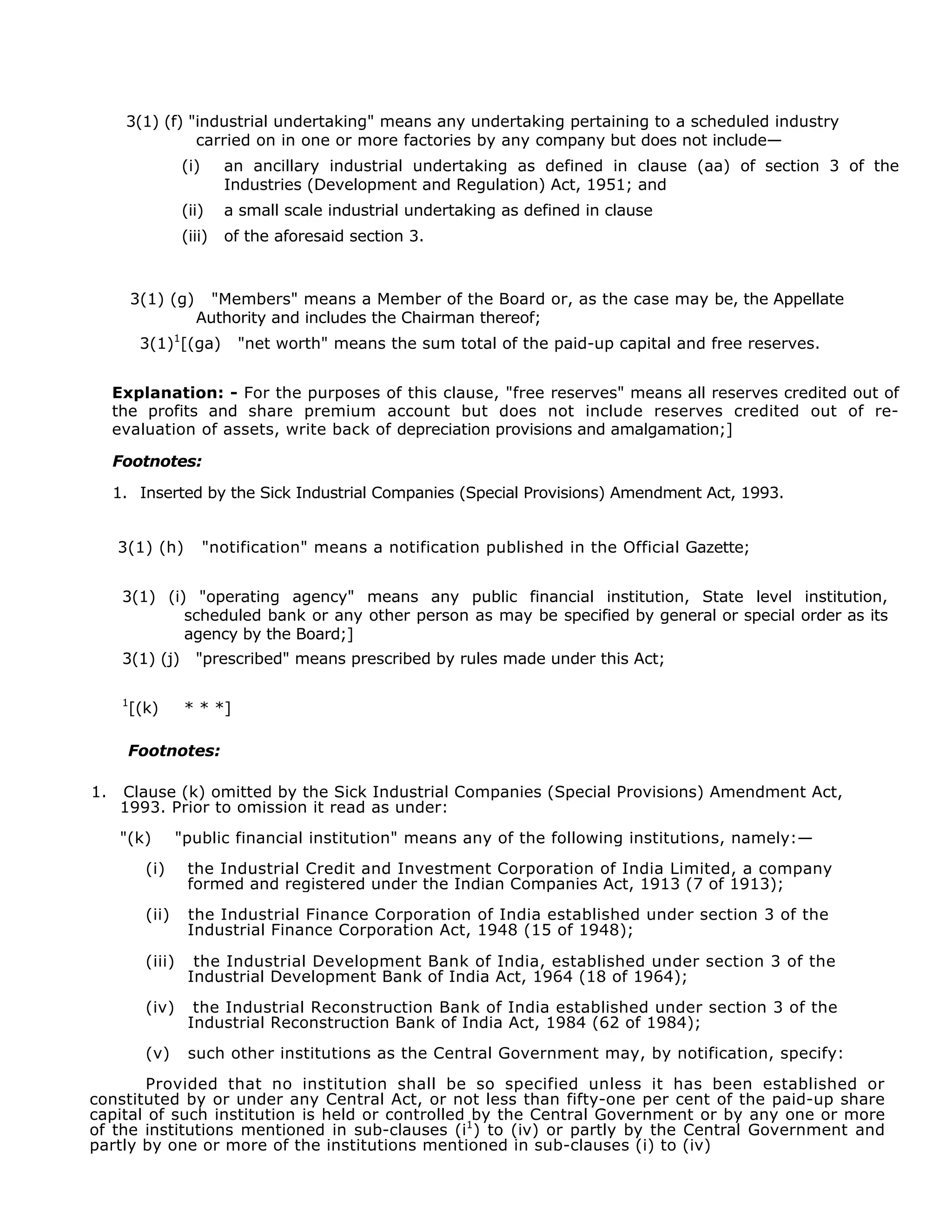 The sick industrial companies (special provisions) act, 1985 (no. 1 of ...
