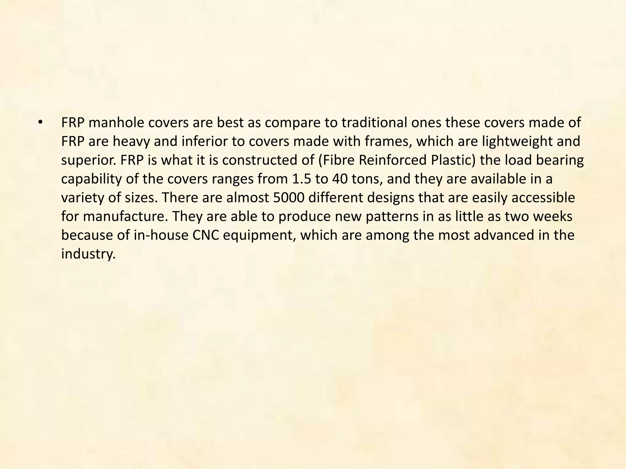 Some of the 5 primary functions of an FRP manhole | PPTX