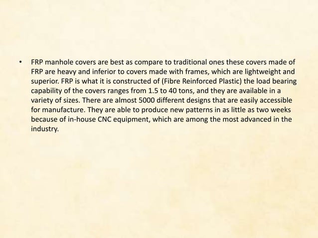 Some of the 5 primary functions of an FRP manhole | PPT
