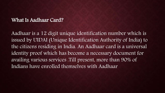 The significance of aadhaar card to get an instant loan | PPT