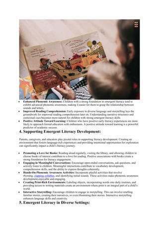 The Significance of Emergent Literacy in Early Childhood Development | PDF