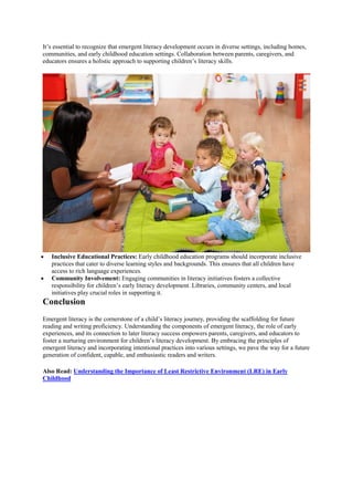 The Significance of Emergent Literacy in Early Childhood Development | PDF