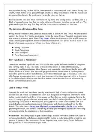 The Significance Of Jazz In America Music | PDF