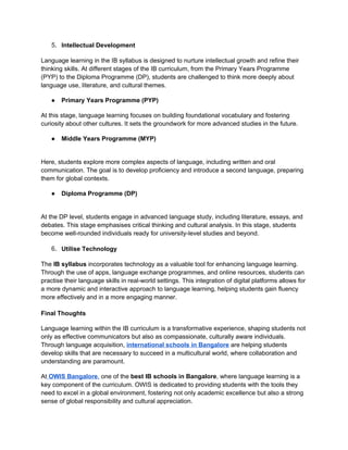 The Significance of Language Learning in IB Curriculum Education | DOCX